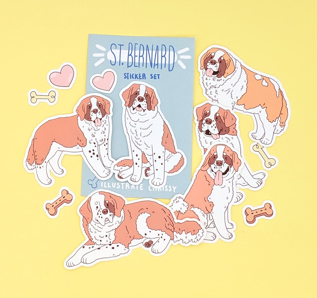 Cute Sticker Set Saint Bernard Stickers - St. Bernard Stickers - Cute ...