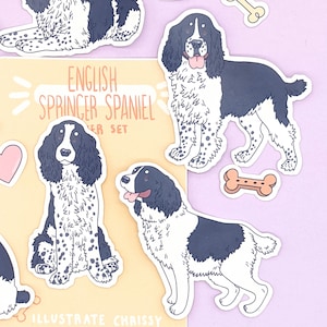 Cute Black and White English Springer Spaniel Sticker Set - Etsy