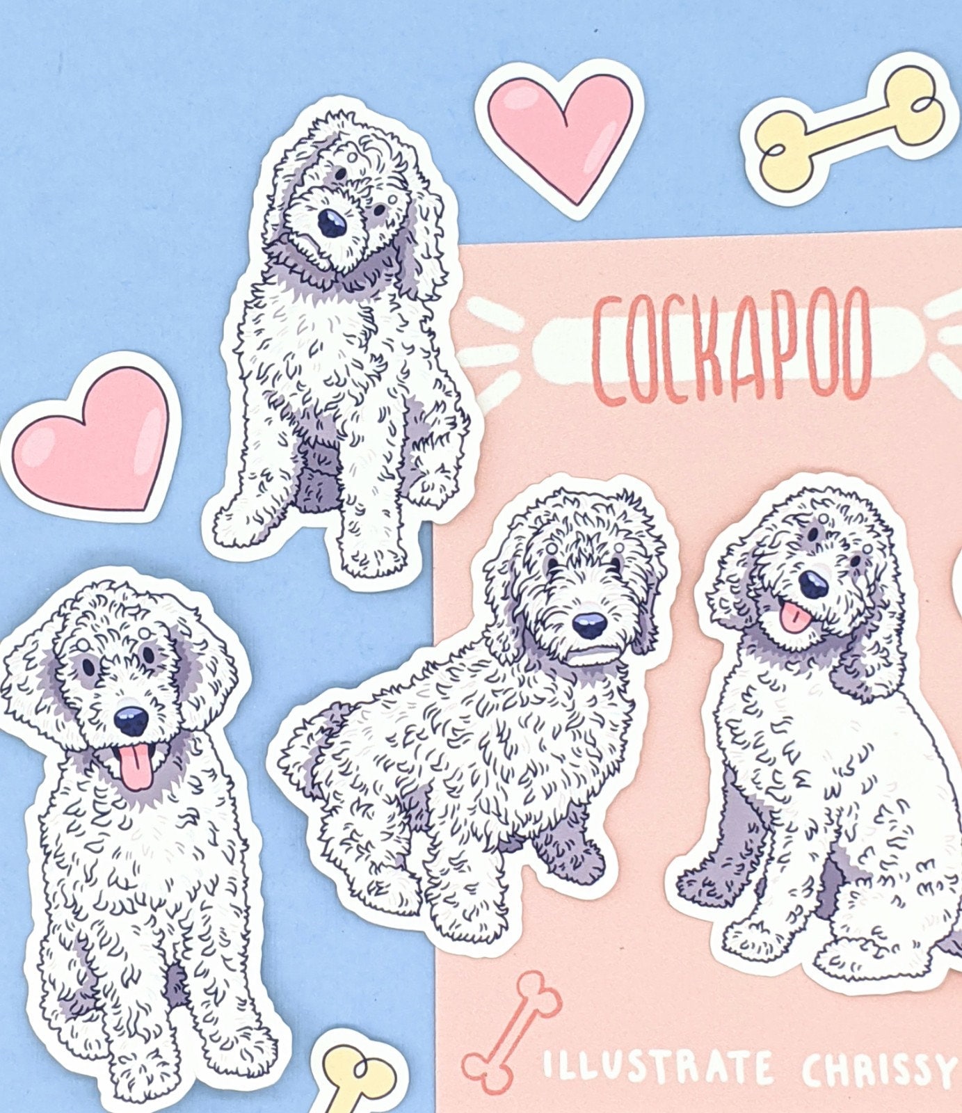 White Cockapoo Stickers Cute Waterproof Dog Stickers - Etsy
