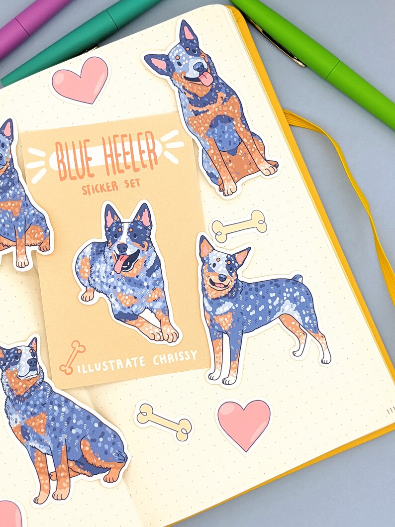 Blue Heeler Stickers Docked Tail Australian Cattle Dog | Etsy