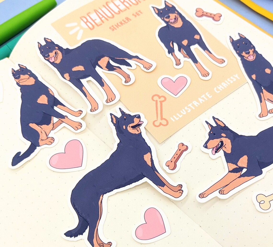 Beauceron Stickers Cropped Ear Cute Sticker Set - Etsy