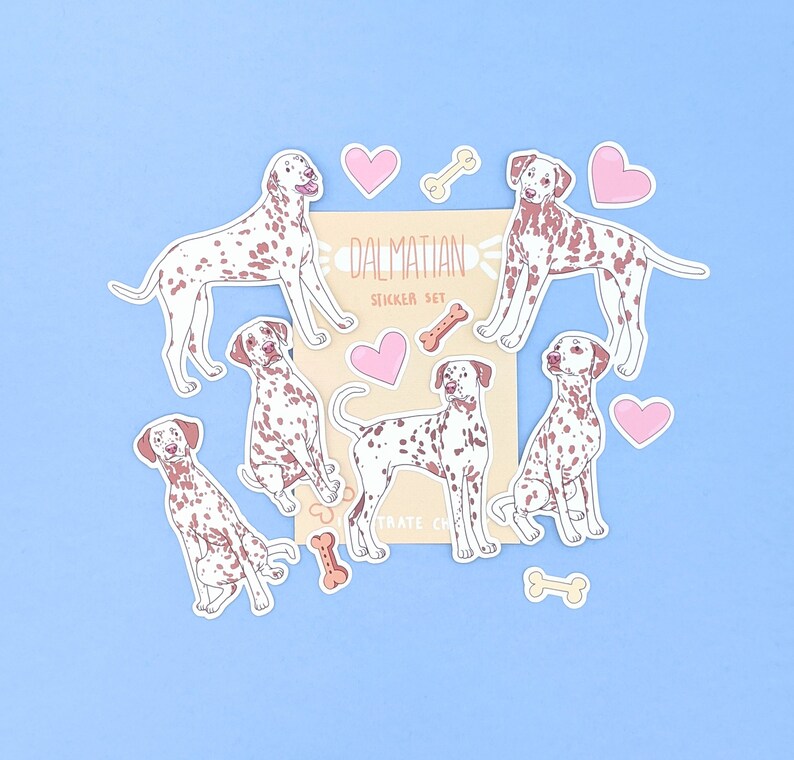 Brown Dalmatian Sticker Set Dog Stickers Spotted Dog | Etsy