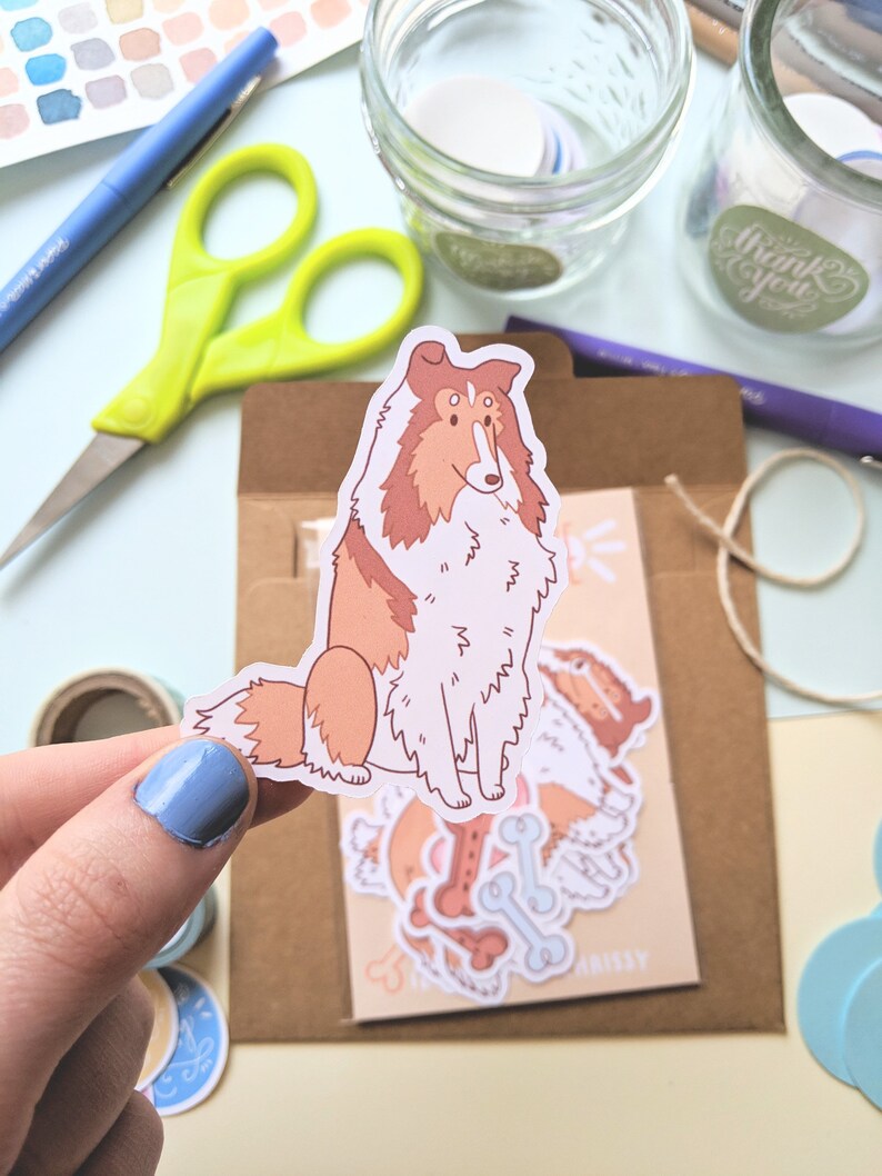 Cute Collie Sticker Set Rough Collie Stickers Cartoon Dog - Etsy