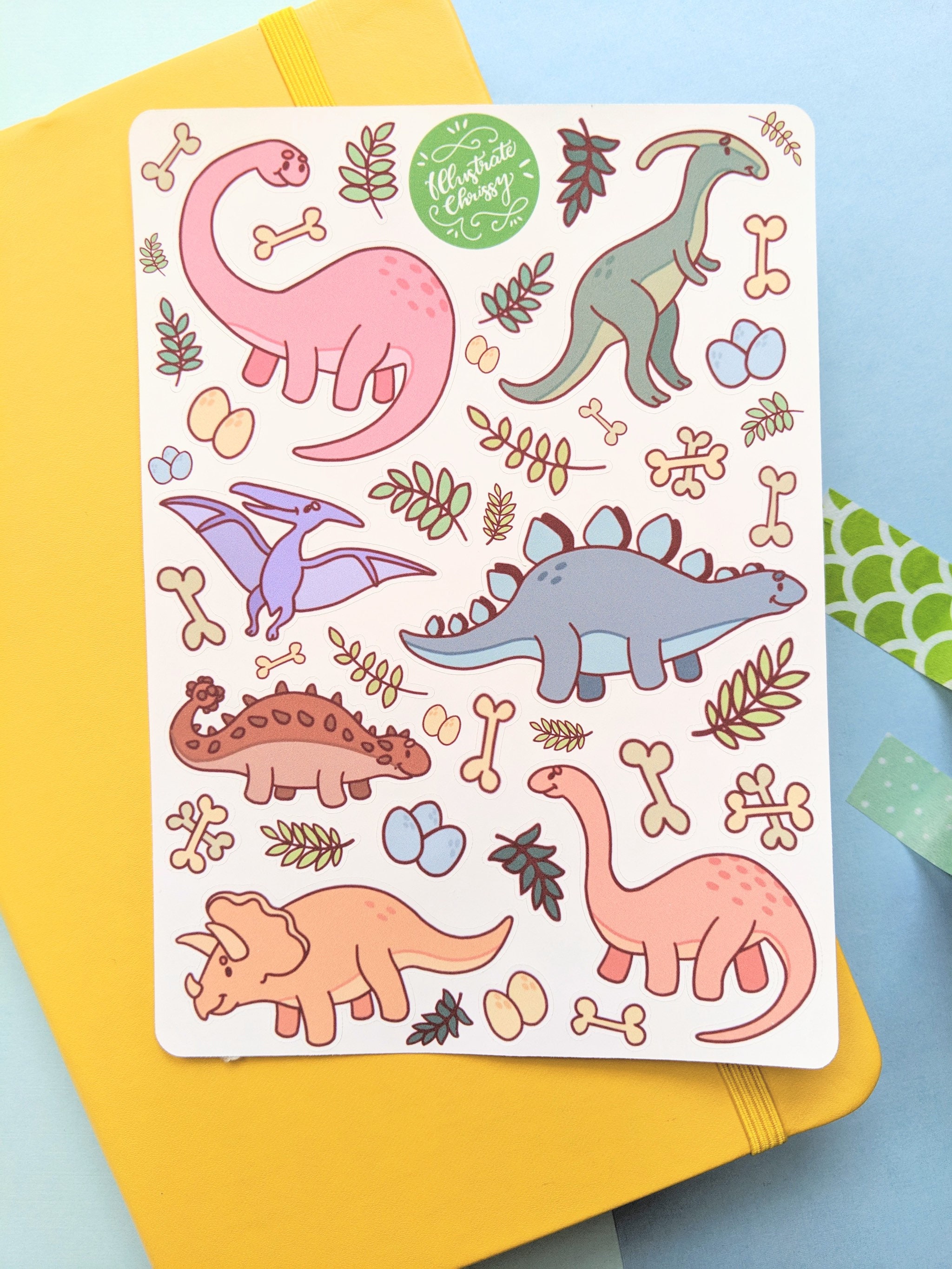 Dino Stickers Dinosaur Sticker Sheet Cute Dino Sticker | Etsy