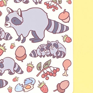 Raccoon Sticker Sheet - Cute Animal Stickers - Planner Journal Stickers ...