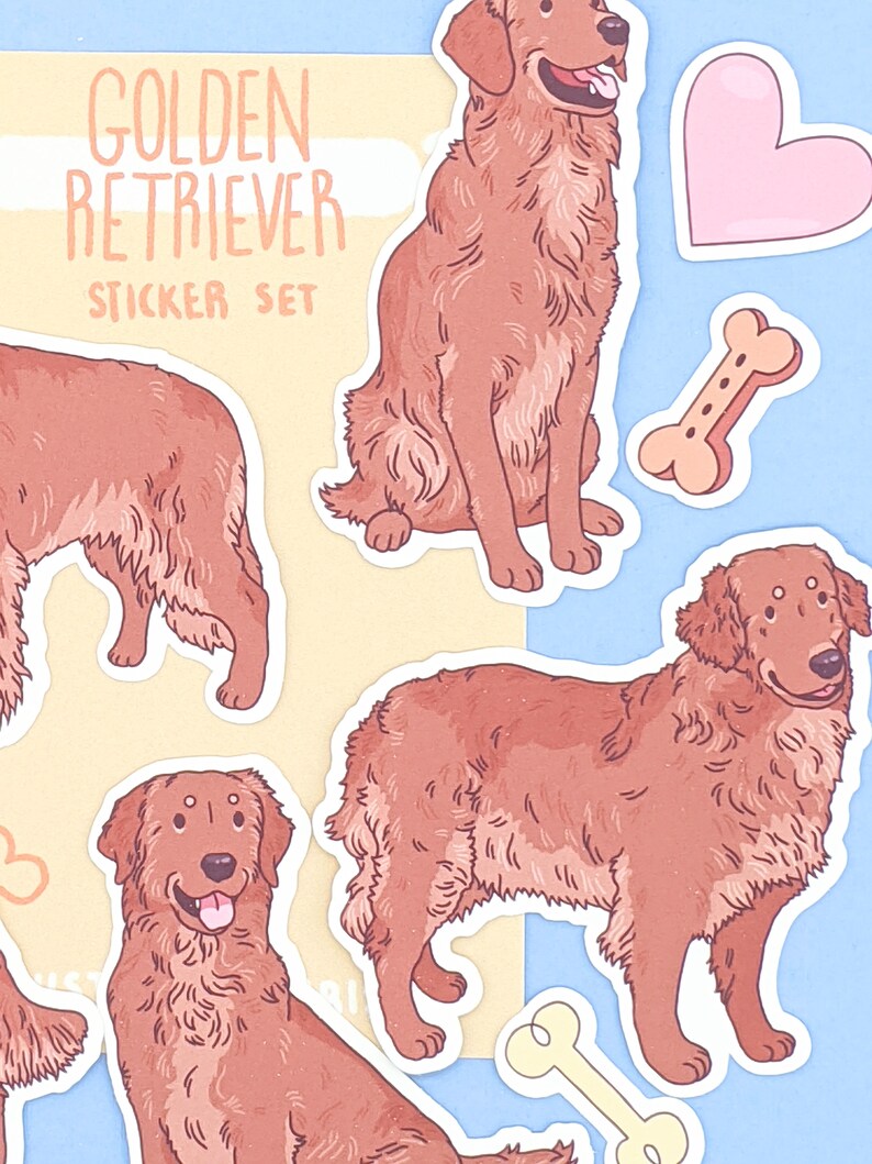 Dark Golden Retriever Stickers Dog Sticker Set Cute - Etsy