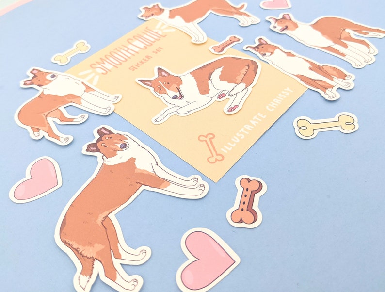 Sable Collie Sticker Set - Smooth Collie Stickers - Dog Stickers - Etsy