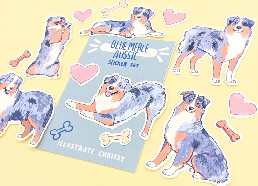Blue Merle Aussie Sticker - Australian Shepherd Dog Stickers - Etsy
