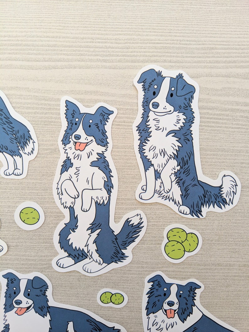 Cute Cartoon Border Collie Sticker Set Dog Sticker Pack - Etsy