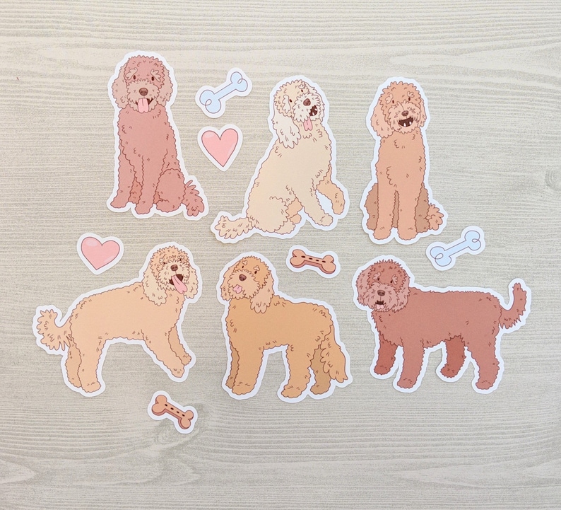 Goldendoodle Stickers - Dog Sticker Set - Golden Retriever X Poodle - Etsy