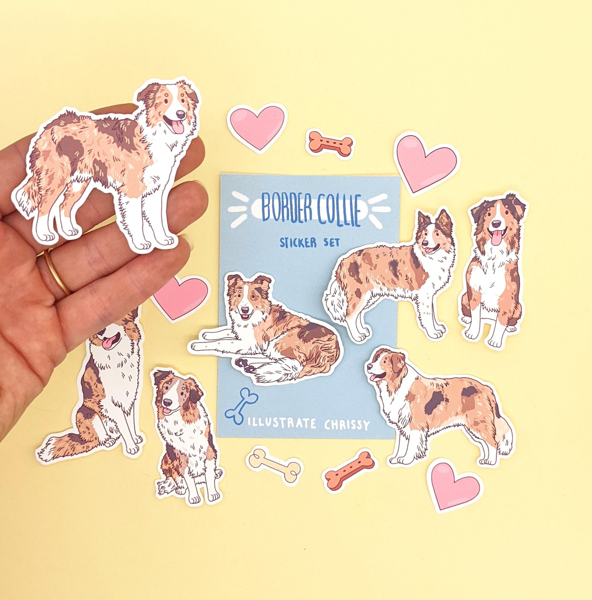 Sable Merle Border Collie Sticker Set Cute Dog Sticker Pack | Etsy