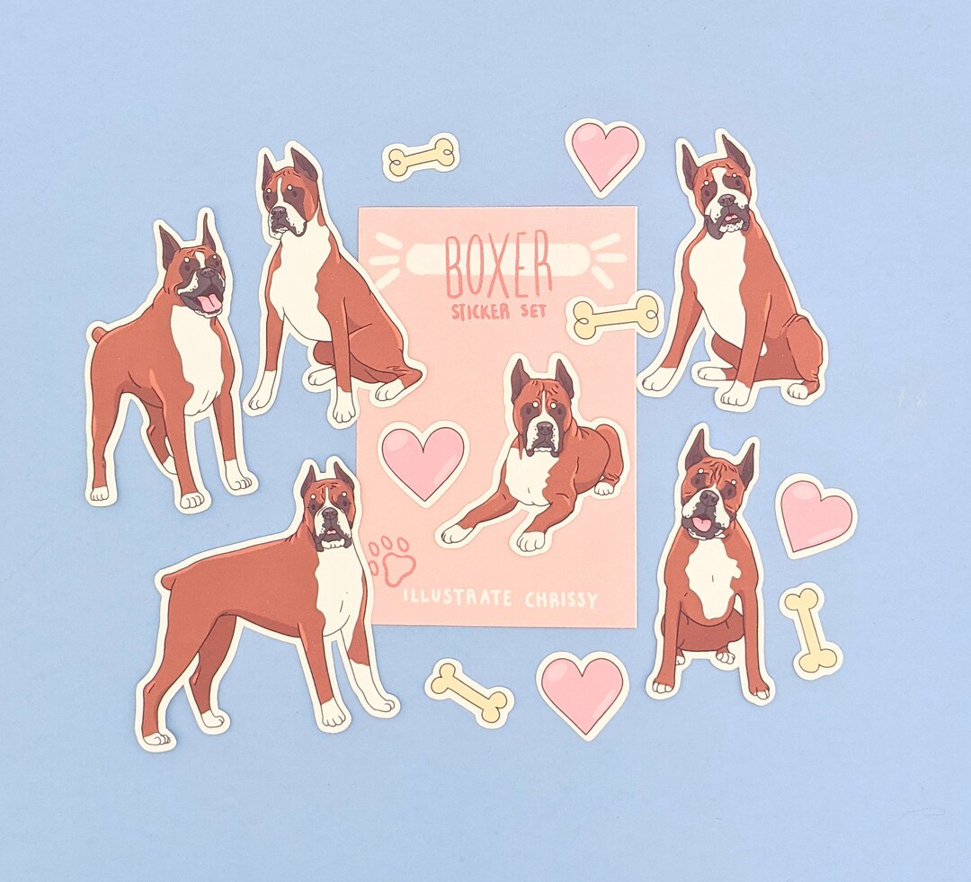 Boxer Stickers - Cropped Ear Boxer Dog Gift - Dog Lover Gift - Dog ...