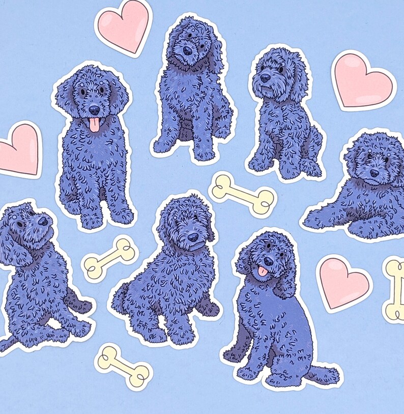Blue Cockapoo Stickers Cute Cockapoo Gift Dog Sticker Set | Etsy