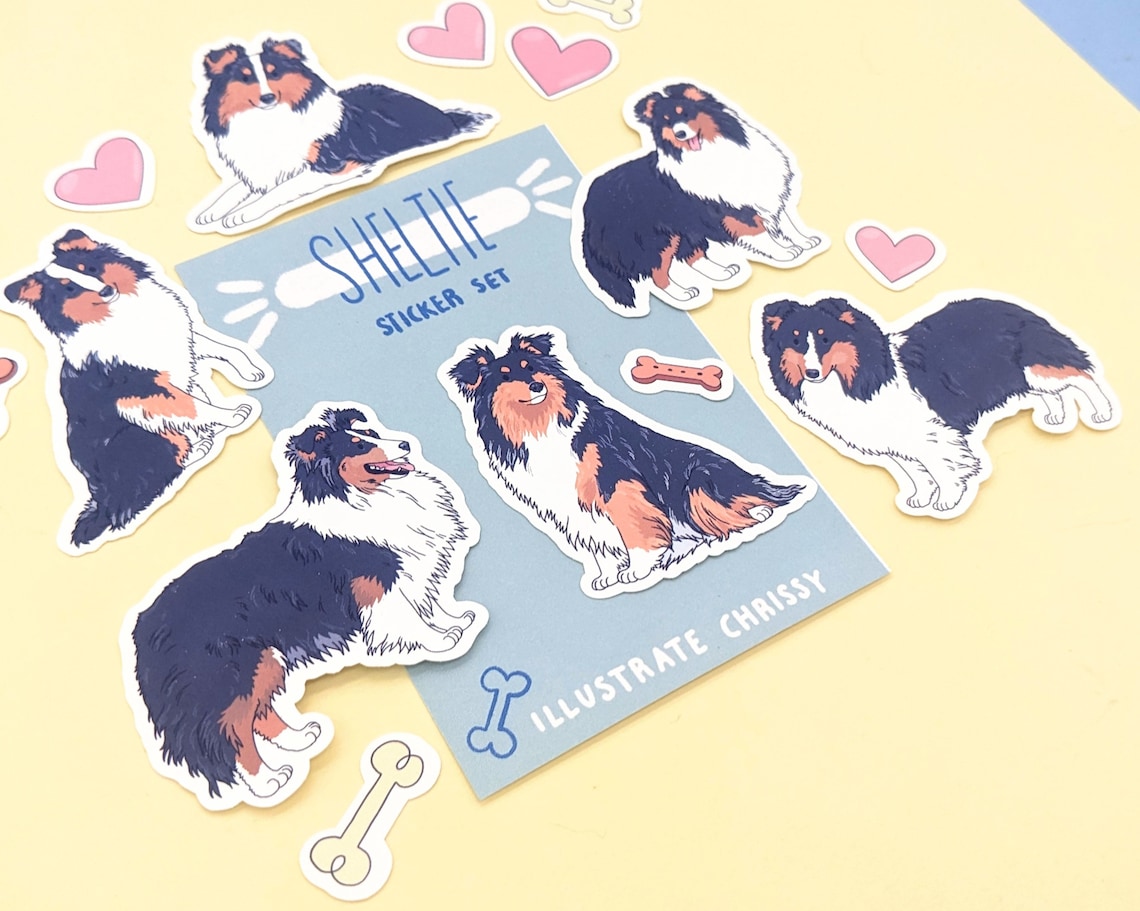 Tricolor Shetland Sheepdog Stickers - Sheltie Sticker Set - Etsy