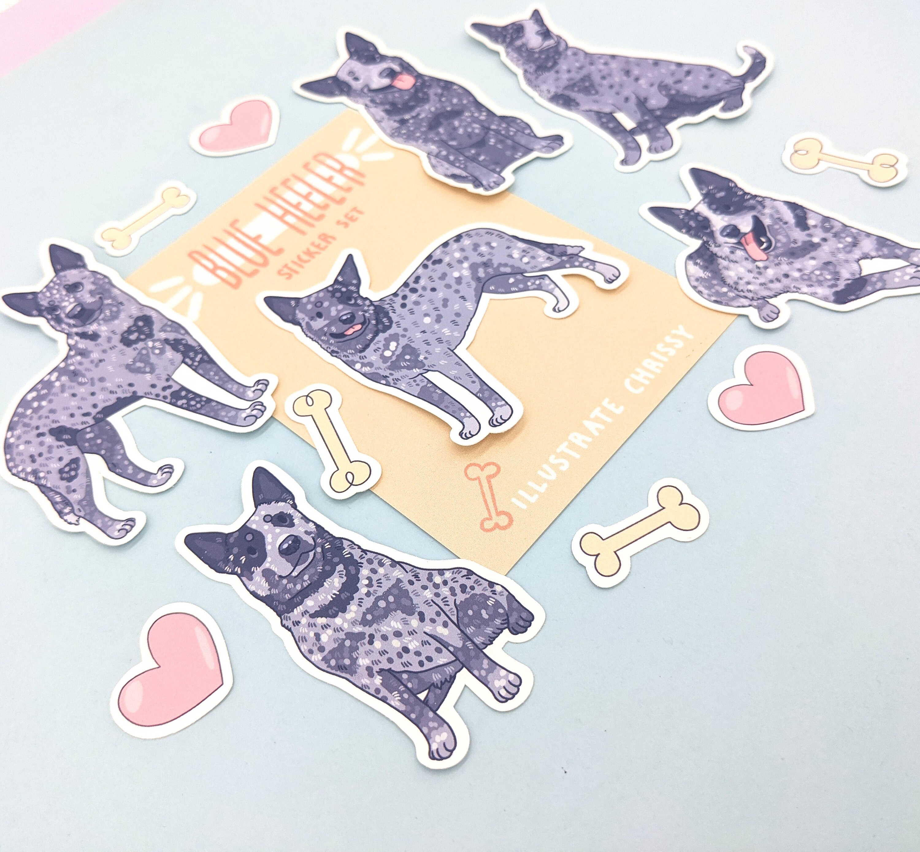 Dark Blue Heeler Stickers Australian Cattle Dog Sticker Set | Etsy