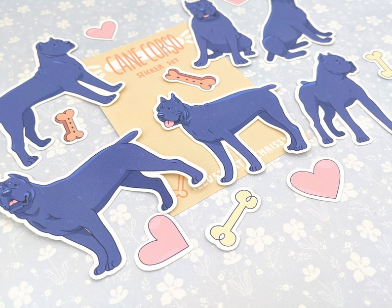 Cane Corso Stickers - Black Cane Corso Dog - Cute Dog Sticker Set - Etsy