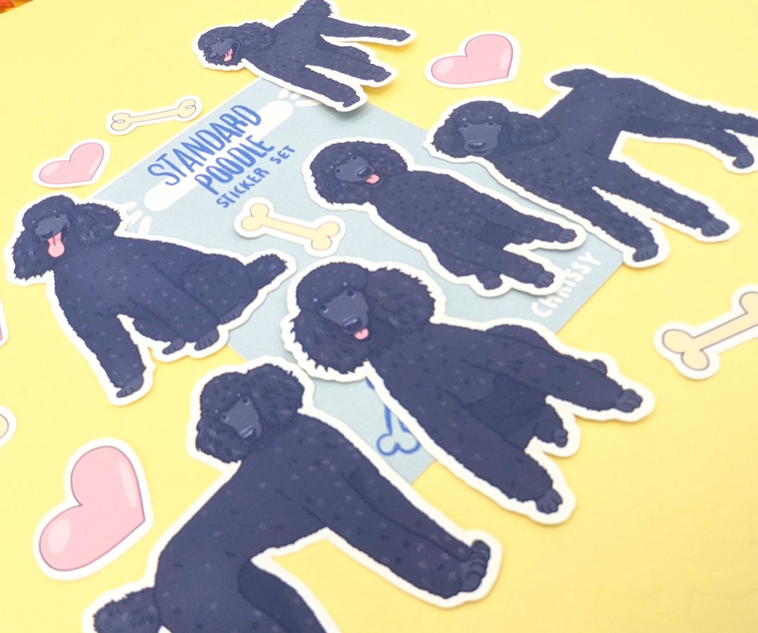 Standard Poodle Stickers Cute Darker Black Poodle Dog - Etsy