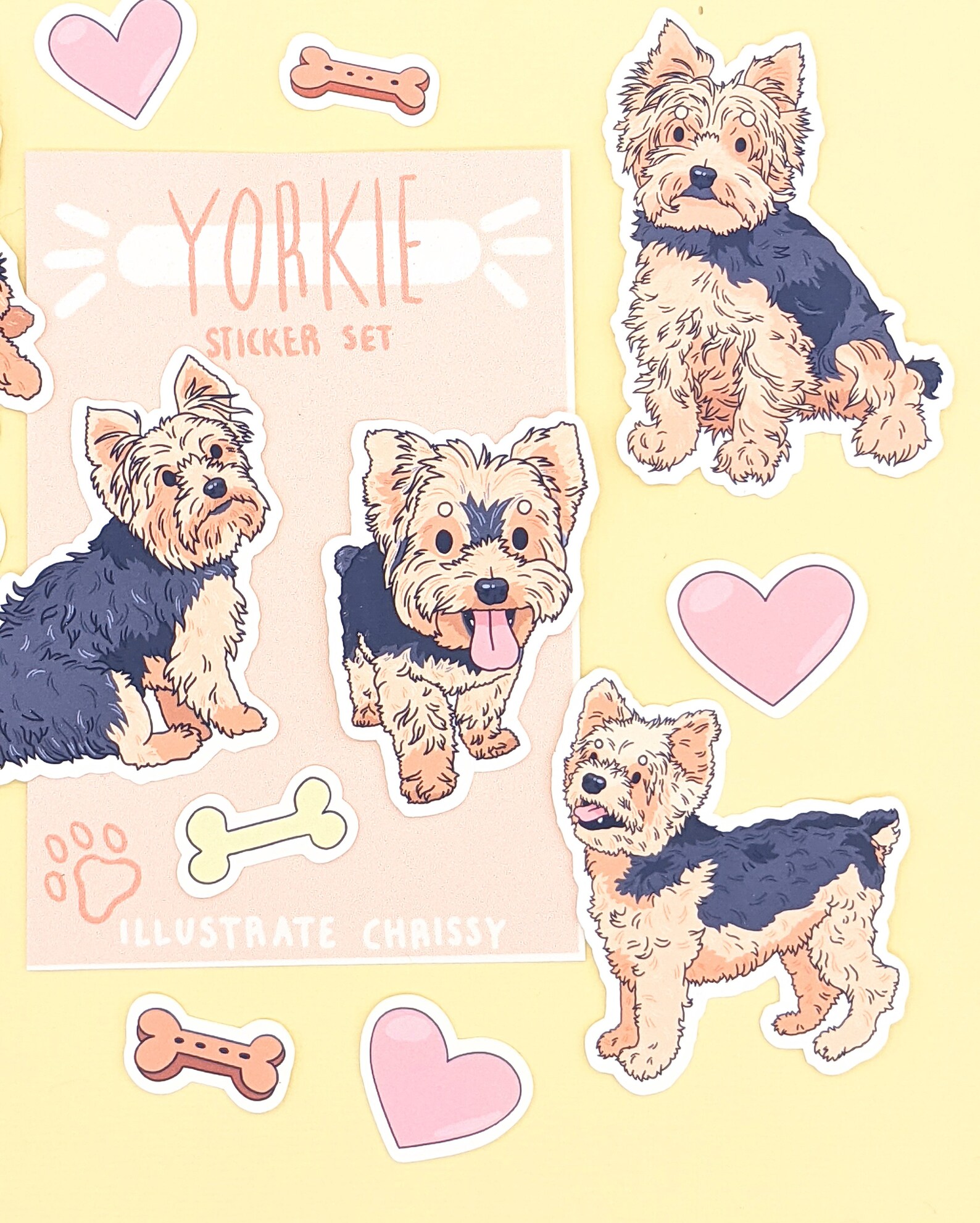 Yorkie Stickers Yorkshire Terrier Dog Breed Sticker Set - Etsy