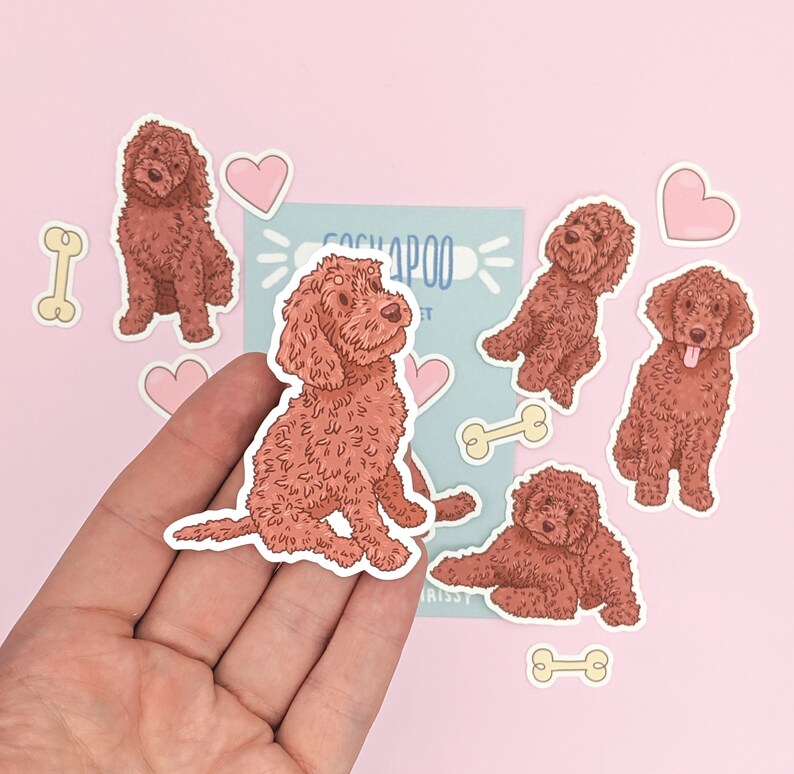 Red Cockapoo Stickers Cute Dog Stickers Cocker Spaniel X | Etsy