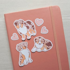 Cute Stickers - Puppy Stickers - Aussie Puppy Sticker Set - Red Merle ...