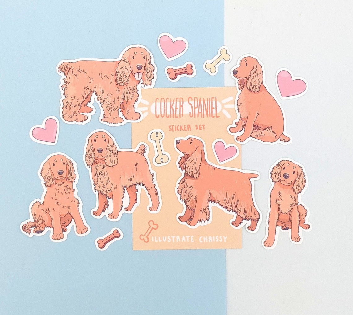 Gold Cocker Spaniel Stickers Cute English Spaniel Stickers - Etsy