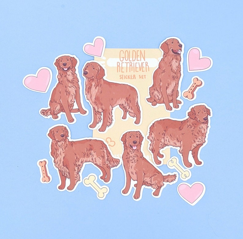 Dark Golden Retriever Stickers Dog Sticker Set Cute - Etsy