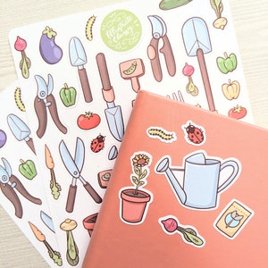 Gardening Sticker Sheet - Cute Stickers - Plant Stickers - Etsy