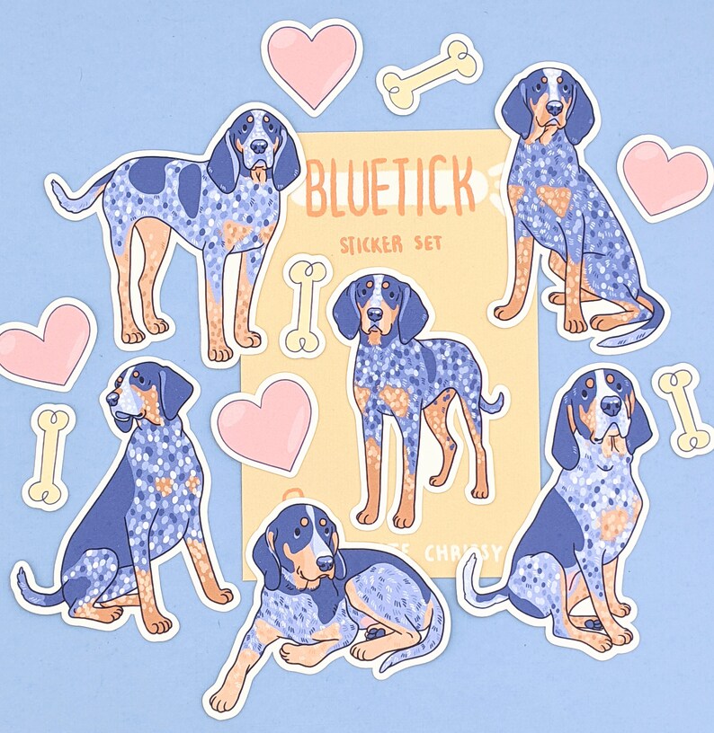Bluetick Coonhound Stickers - Cute Dog Sticker Set - Etsy