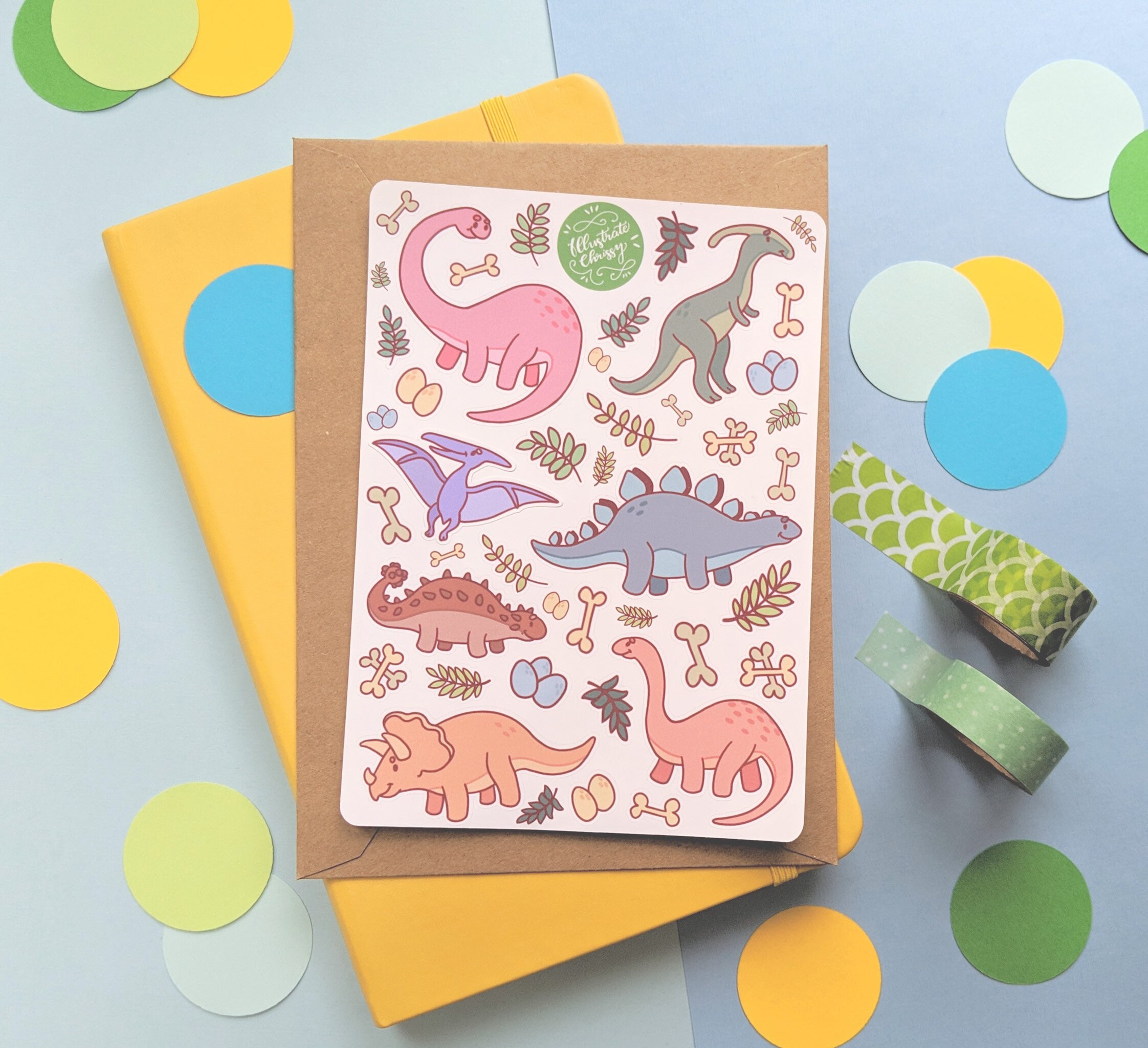 Dino Stickers Dinosaur Sticker Sheet Cute Dino Sticker | Etsy