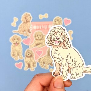 Cream Cockapoo Stickers - Cute Dog Stickers - Cocker Spaniel - Poodle ...