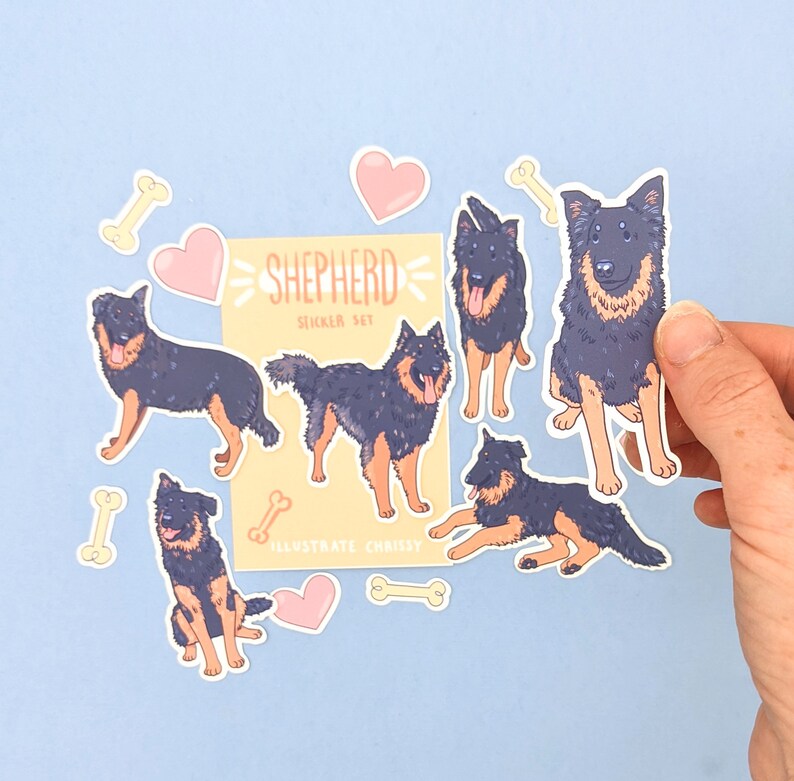 Black and Tan Shepherd Sticker Set - Dog Stickers - Etsy
