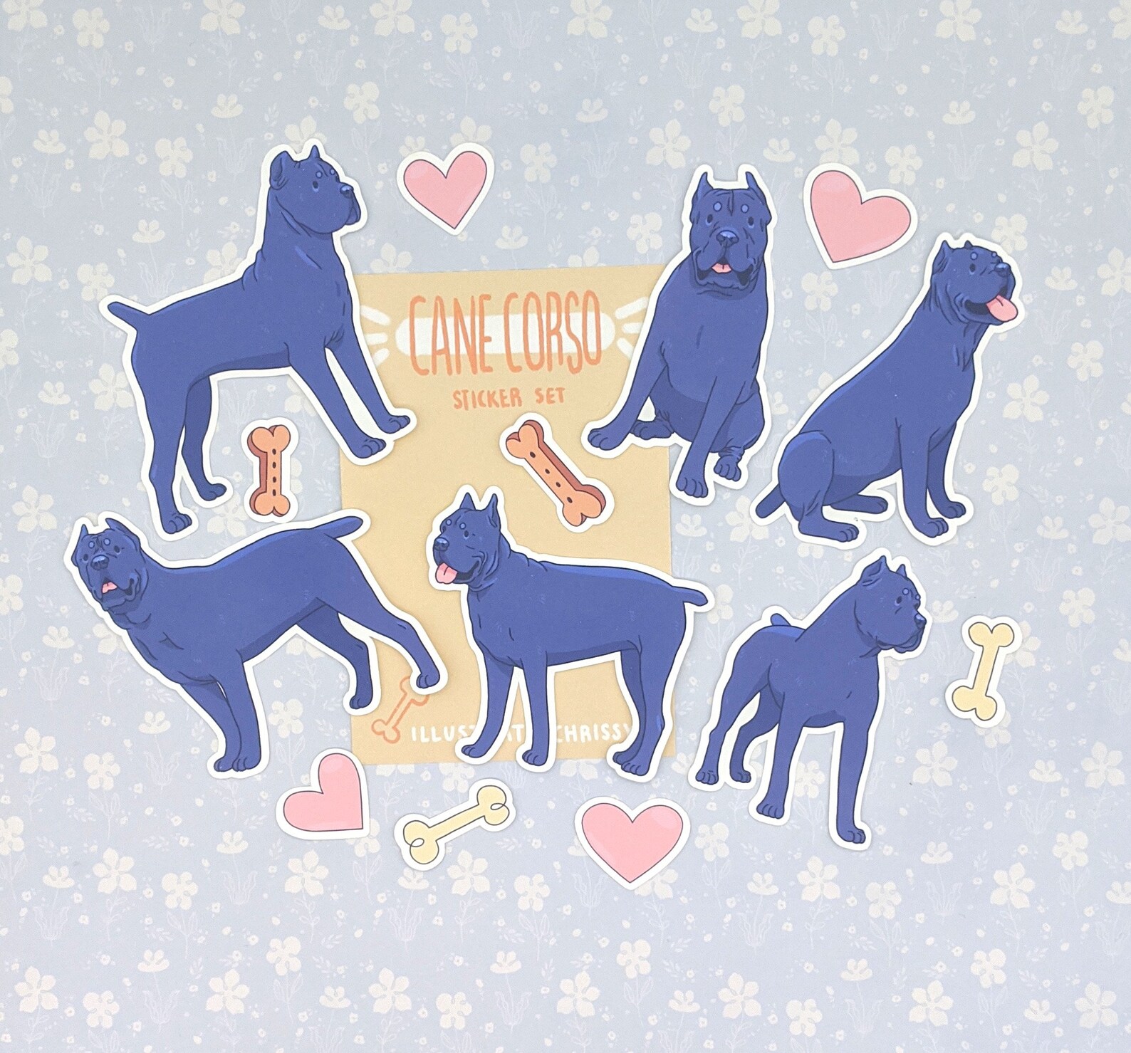 Cane Corso Stickers - Black Cane Corso Dog - Cute Dog Sticker Set - Etsy