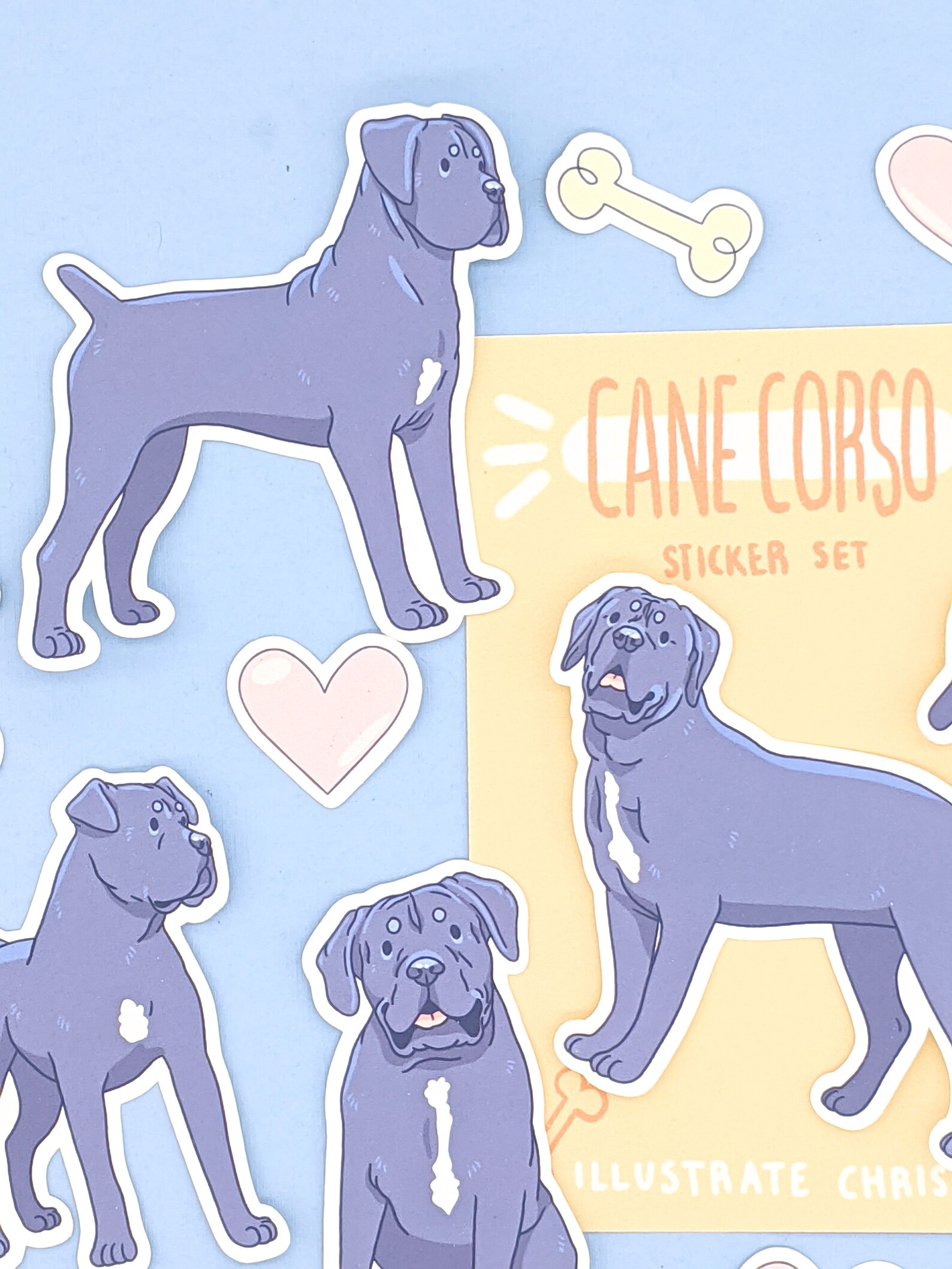 Blue Cane Corso Stickers - Gray Natural Ear Cane Corso Dog - Cute Dog ...