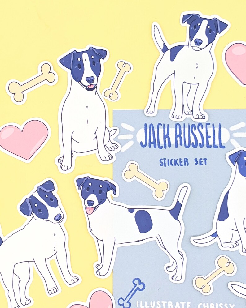 Black and White Smooth Jack Russell Terrier Stickers - Cute Dog ...
