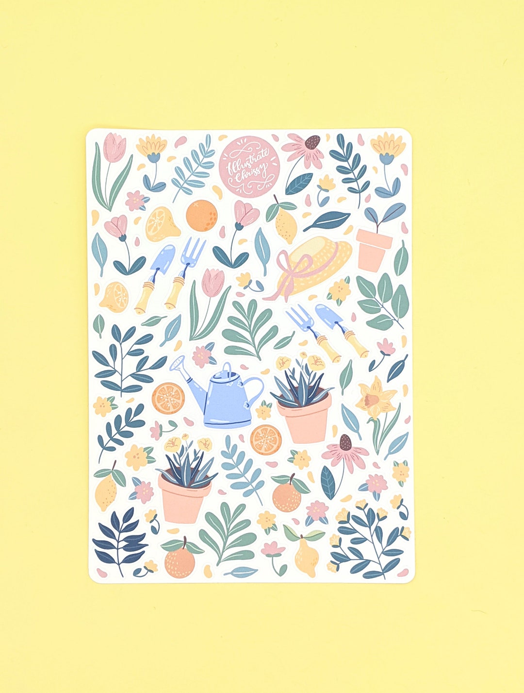 Cute Garden Stickers - Pastel Plant Stickers - Citrus Spring - Etsy