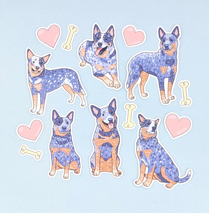 Blue Heeler Stickers Australian Cattle Dog Sticker Set | Etsy
