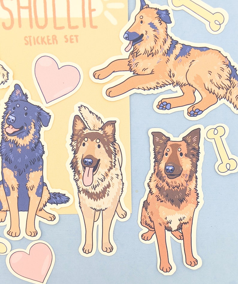 Shollie Sticker Set Cute German Shepherd Mix Dog Stickers - Etsy