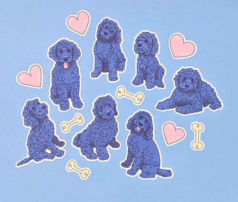 Blue Cockapoo Stickers Cute Cockapoo Gift Dog Sticker Set | Etsy