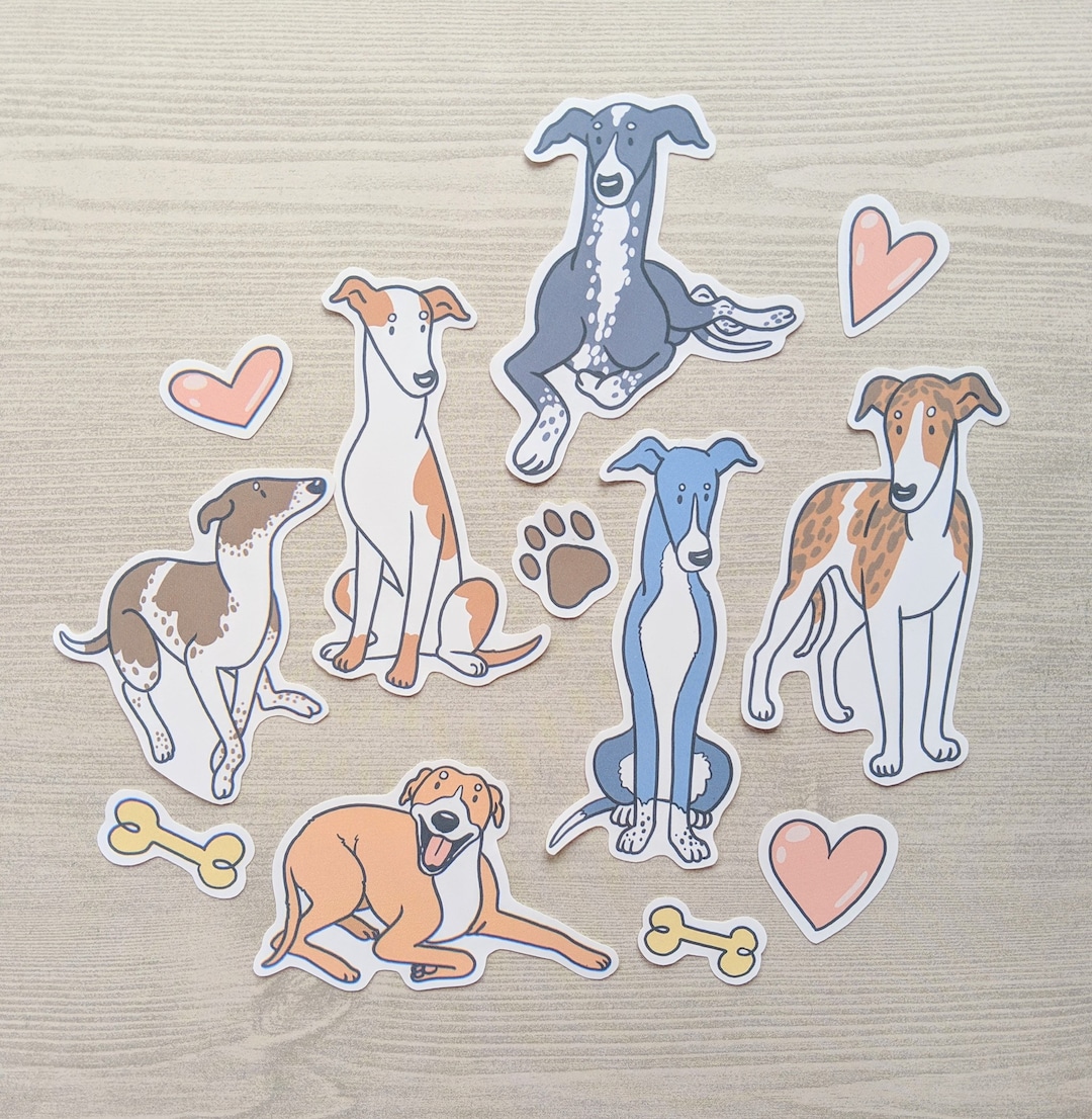 Cartoon Greyhound Stickers - Waterproof Sticker Set - Etsy