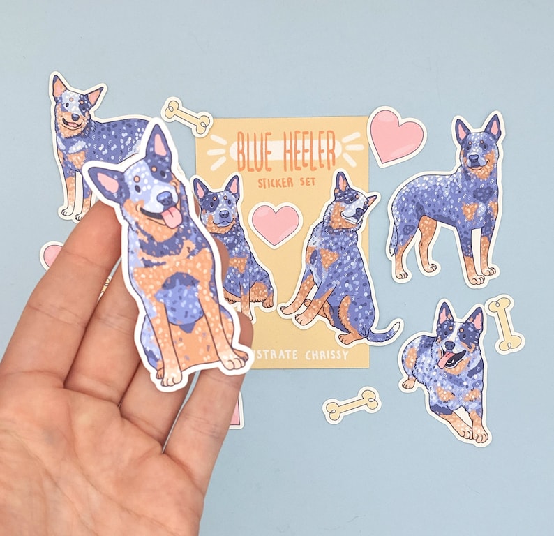 Blue Heeler Stickers Australian Cattle Dog Sticker Set - Etsy