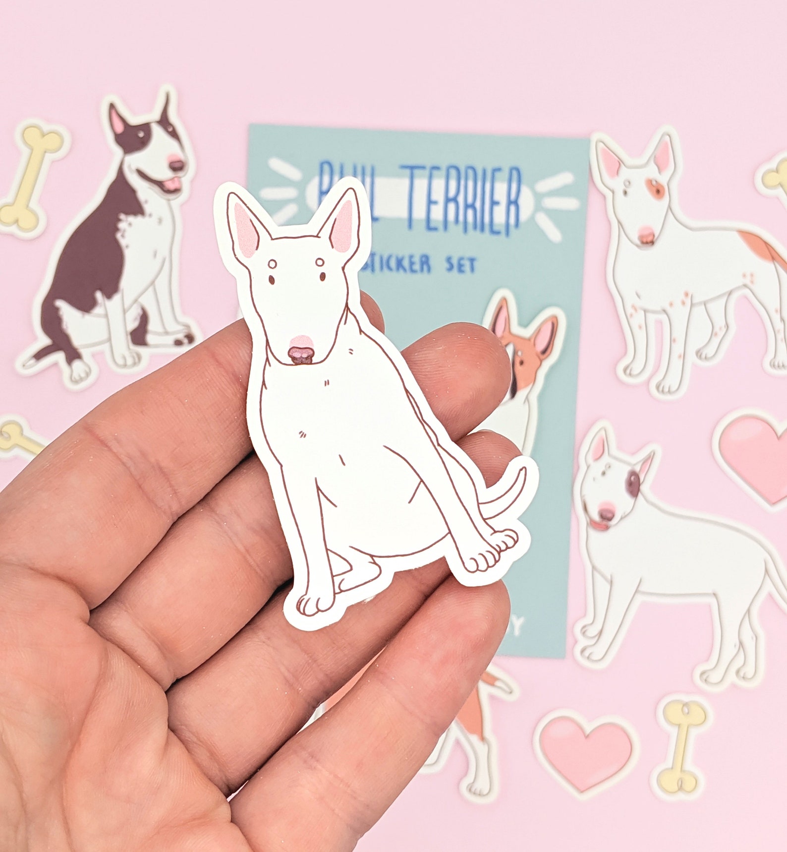 Cute Bull Terrier Stickers Cartoon Dog Stickers Cute Dog - Etsy