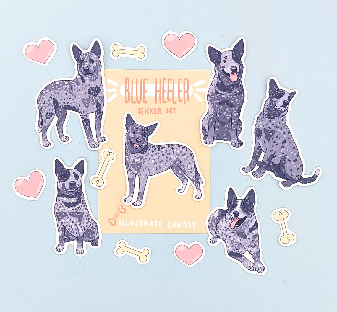 Dark Blue Heeler Stickers Australian Cattle Dog Sticker Set | Etsy