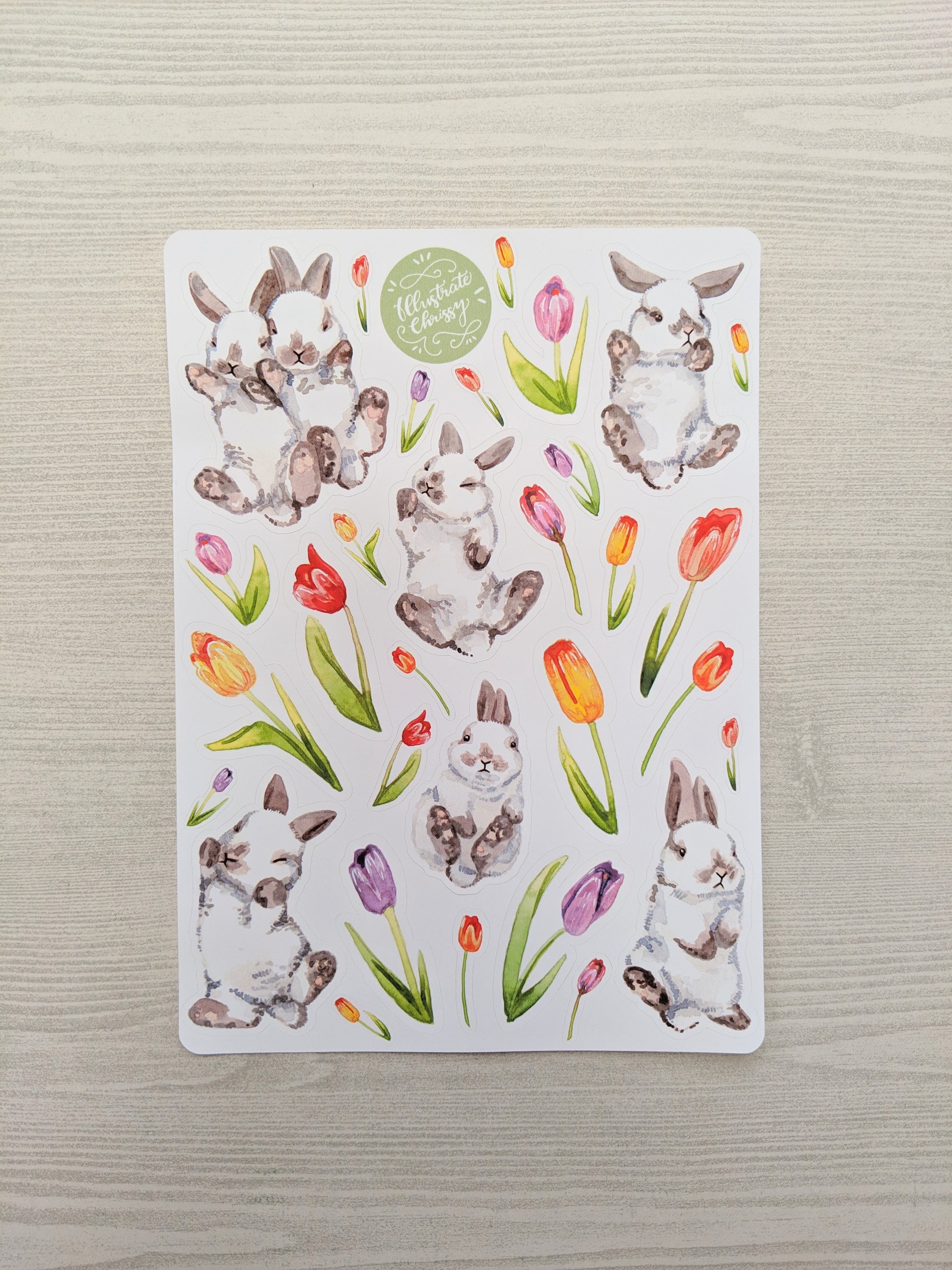 Bunny Sticker Sheet Cute Stickers Cute Bunny Stickers | Etsy