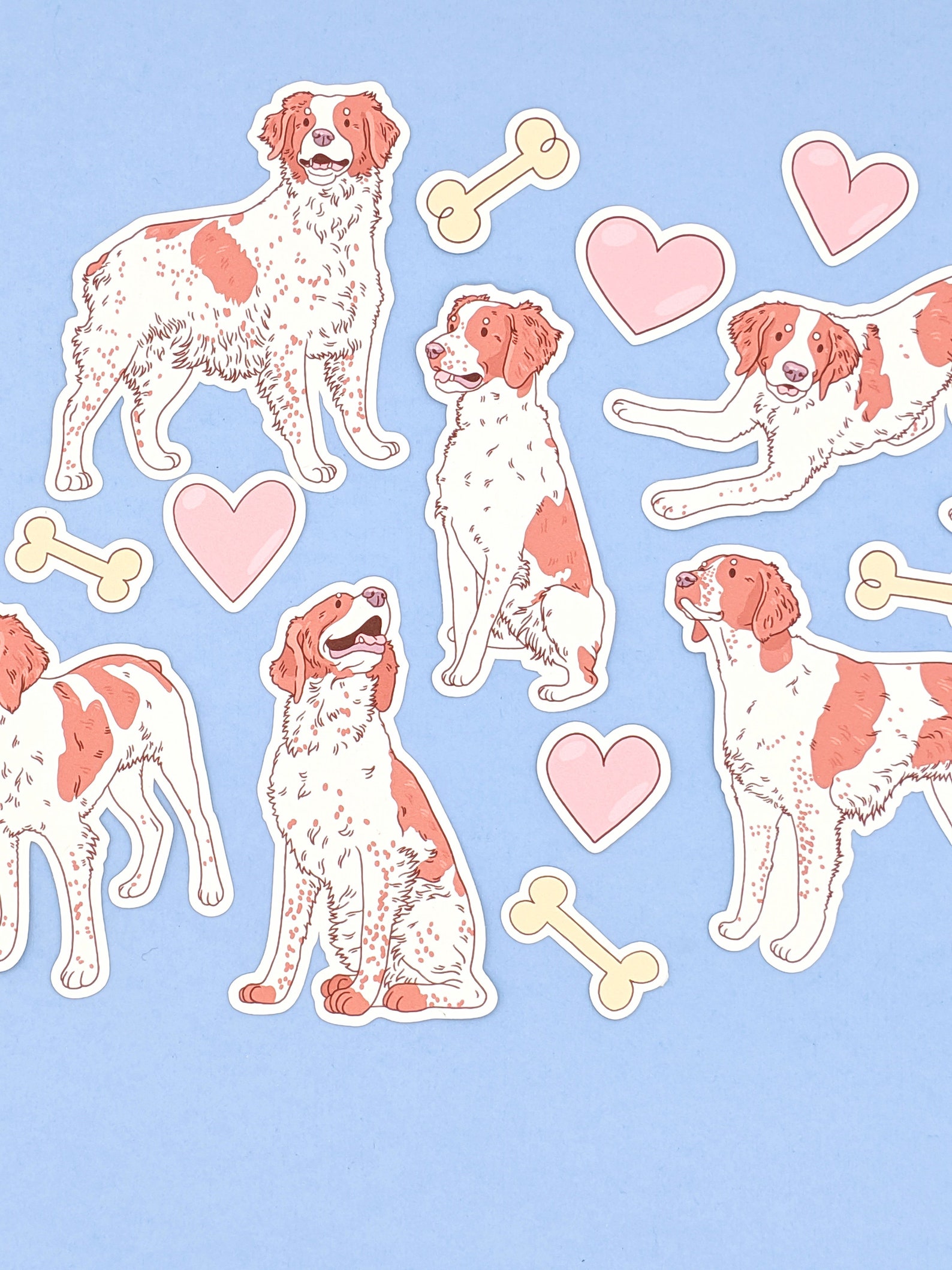 Brittany Spaniel Stickers - Cute Spaniel Stickers - Cute Dog Stickers ...