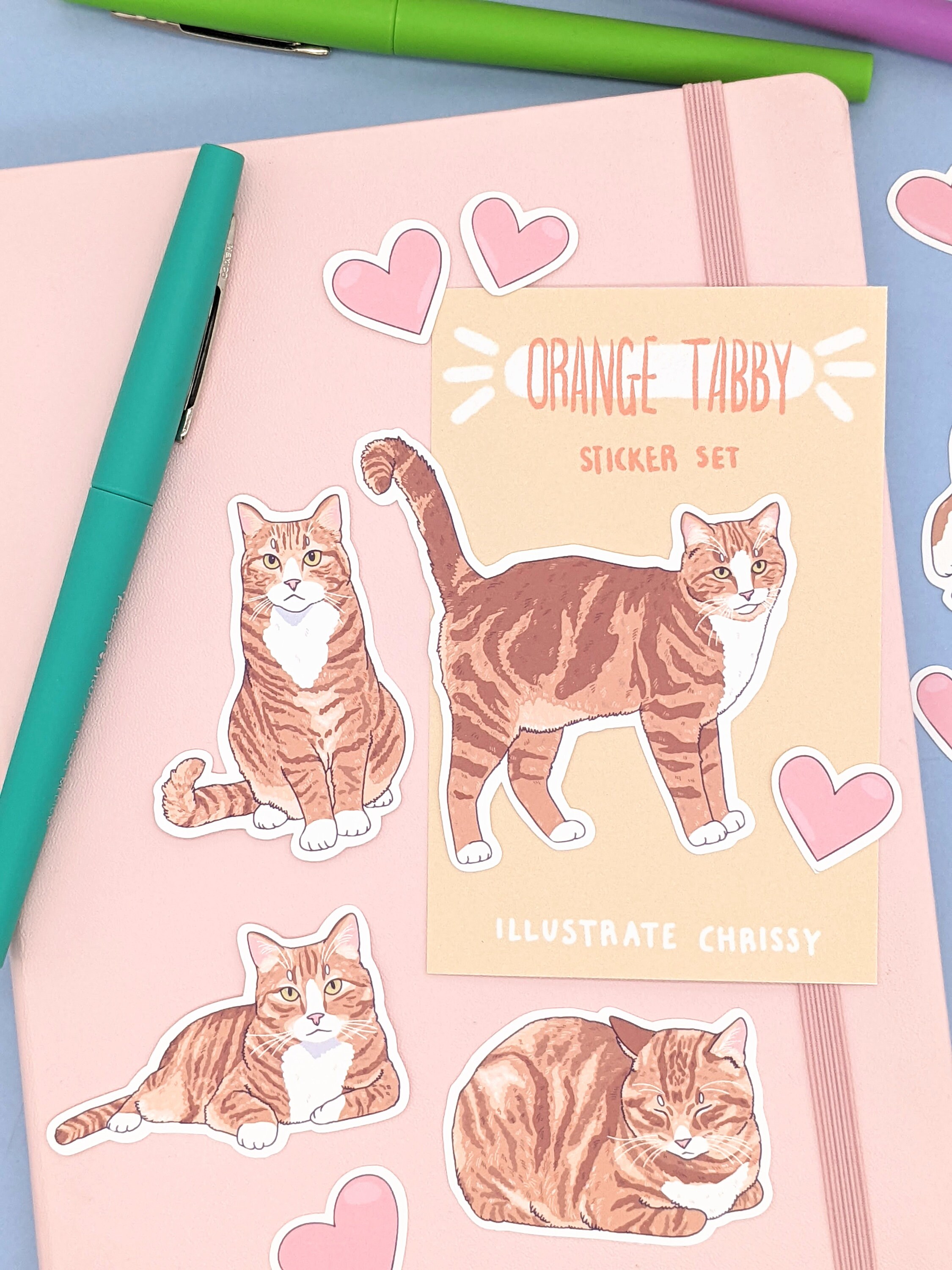 Short Hair Orange and White Tabby Cat Stickers Cat Sticker | Etsy