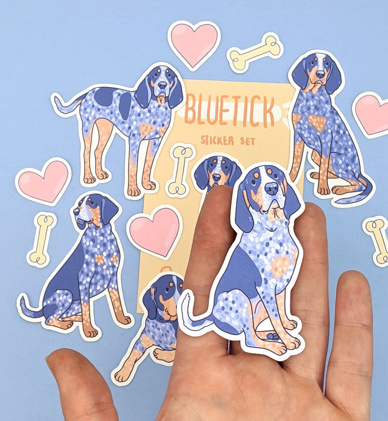 Bluetick Coonhound Stickers - Cute Dog Sticker Set - Etsy