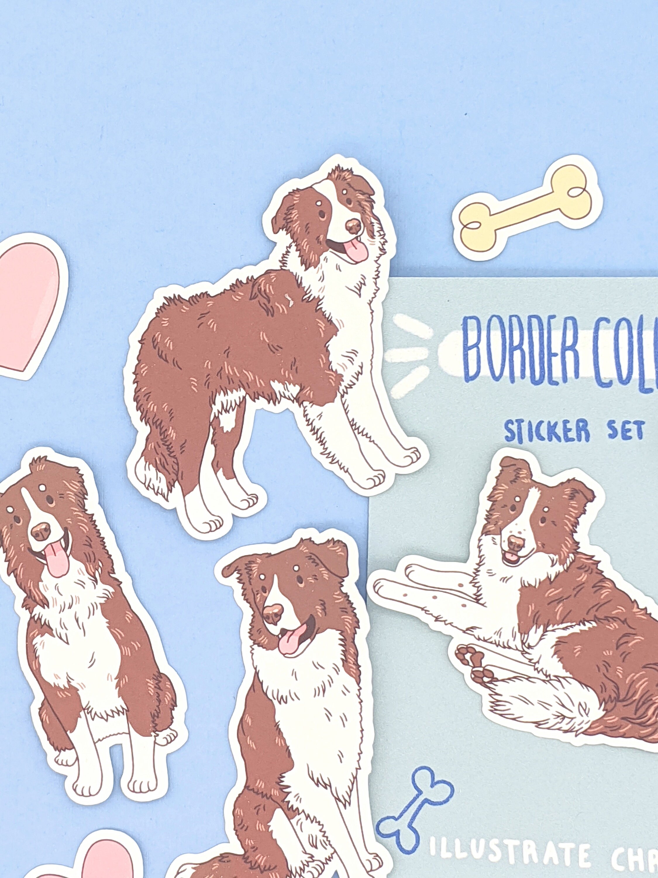 Brown Border Collie Sticker Set Cute Dog Sticker Pack - Etsy UK