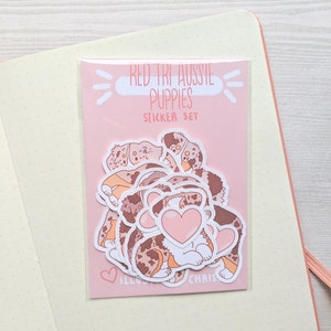 Cute Stickers - Puppy Stickers - Aussie Puppy Sticker Set - Red Merle ...
