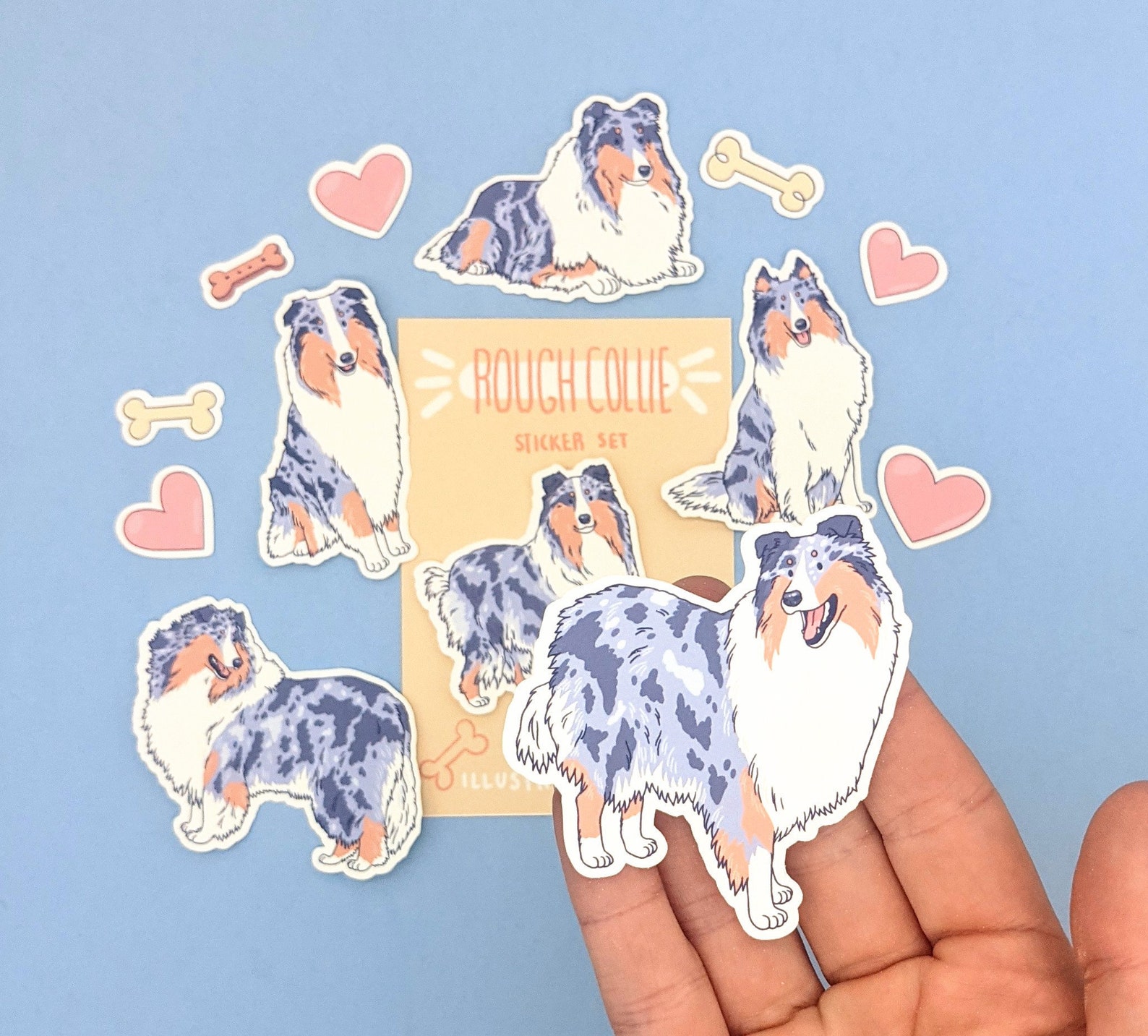 Blue Merle Rough Collie Sticker Set - Rough Collie Stickers - Dog ...
