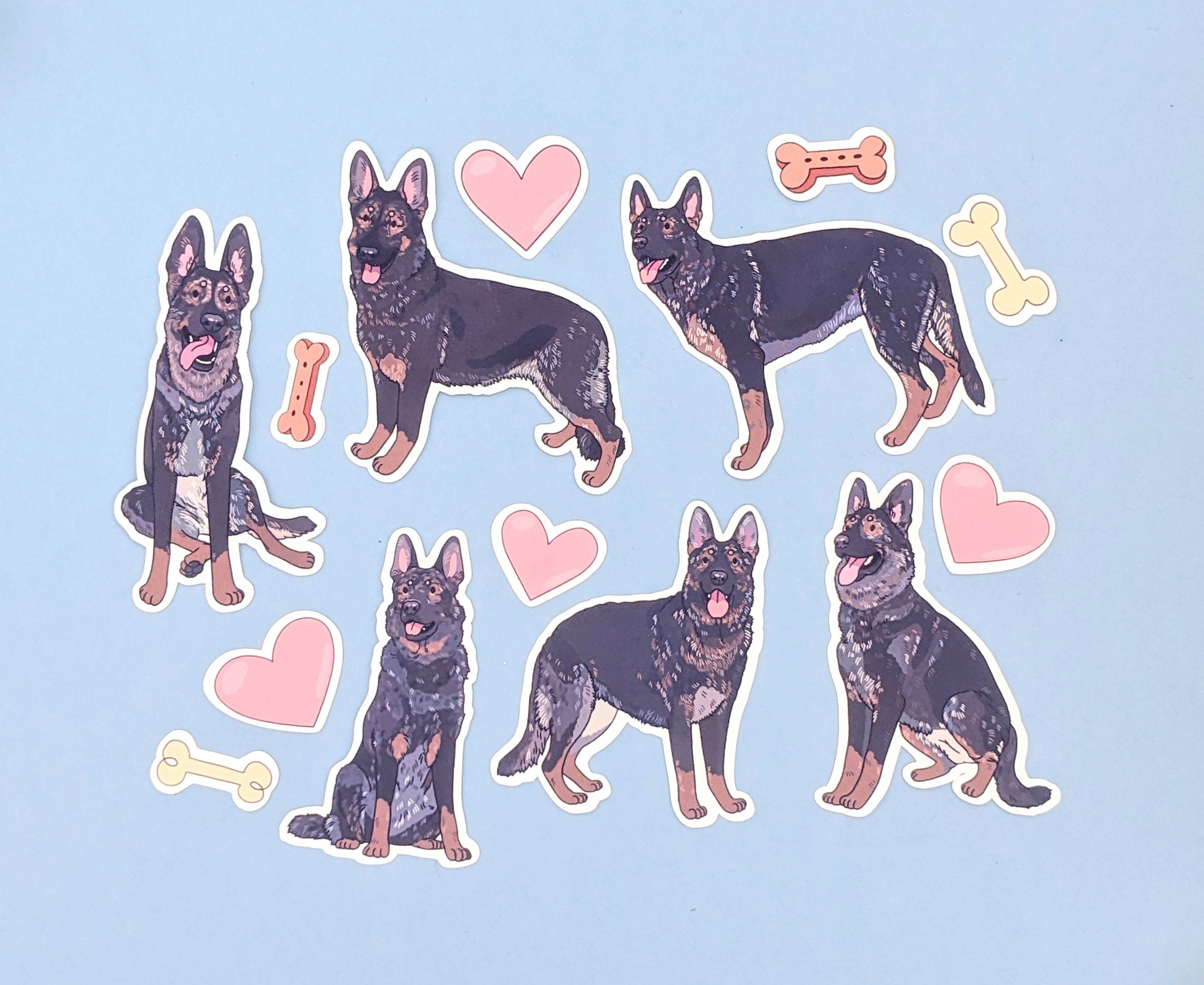 Dark Sable German Shepherd Sticker Set - Dog Stickers - Black and Tan ...